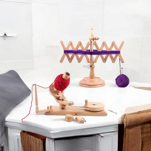 Wooden Yarn Winder & Tabletop Swift Combo, Jumbo Yarn Winder and Swift ...