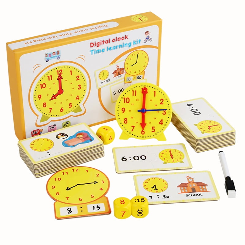 Wooden children's early education clock first and second grade time ...