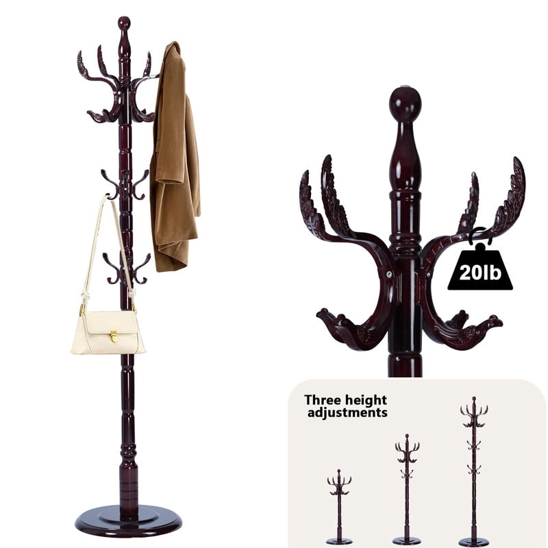 Wooden coat rack freestanding, 14 Hooks Coat racks stand for Entryway ...
