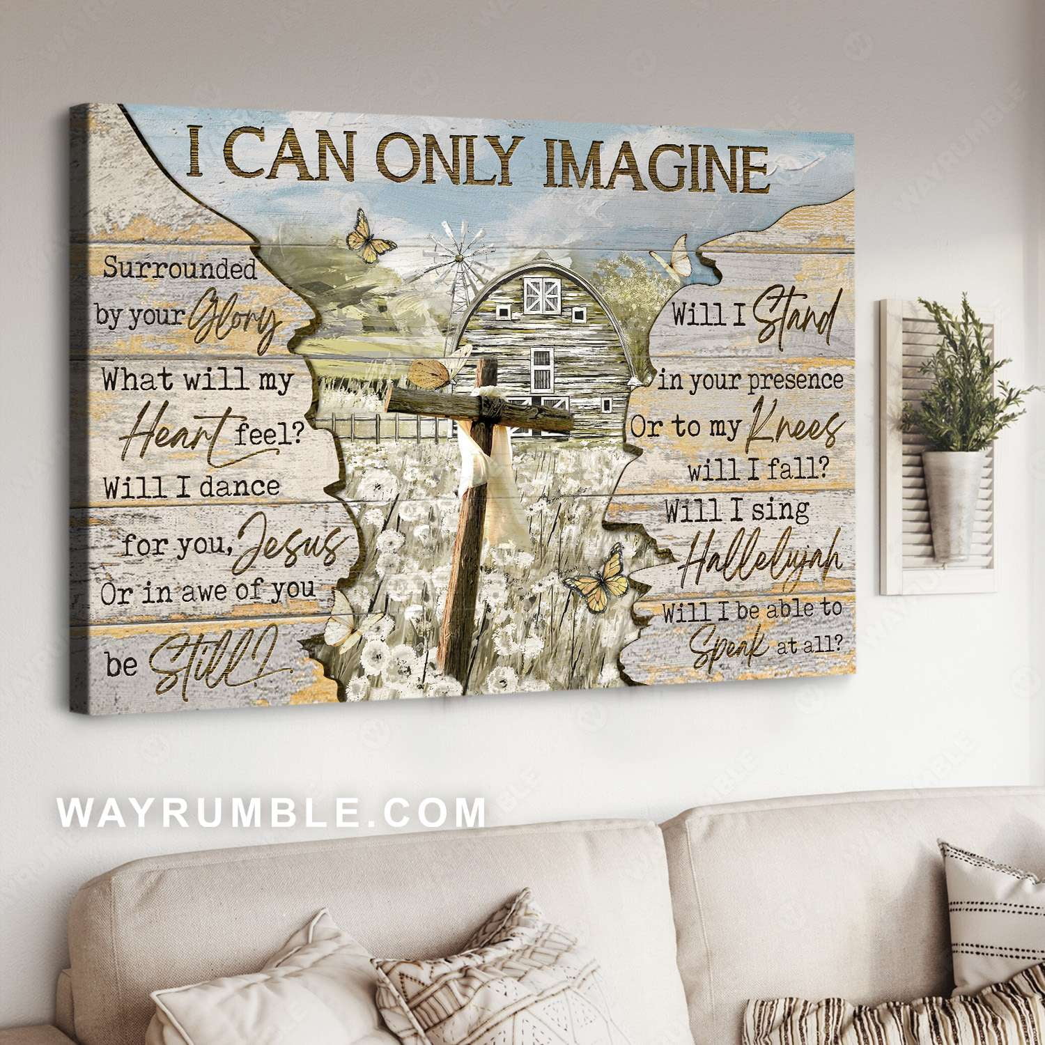 Wooden cross, Broken wall, Flower field, I can only imagine - Jesus ...