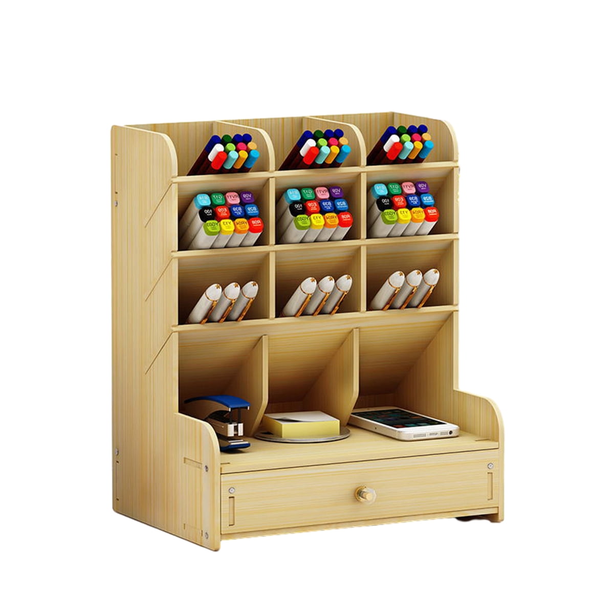 Wooden desk pencil holder, with drawers, pencil holder accessories ...