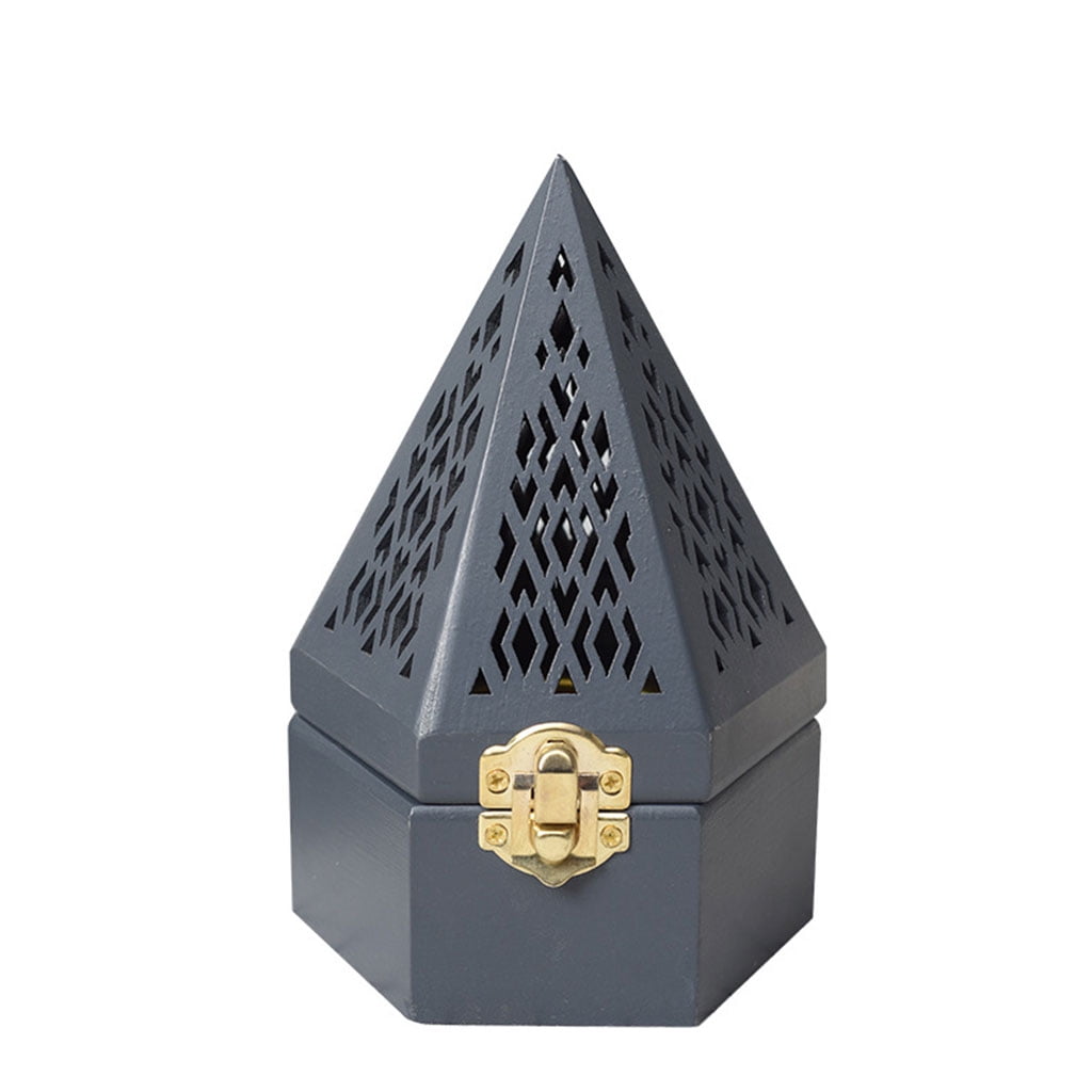 Wooden for Burner Holder, Pyramid Cone Storage Box with Fretwork ...