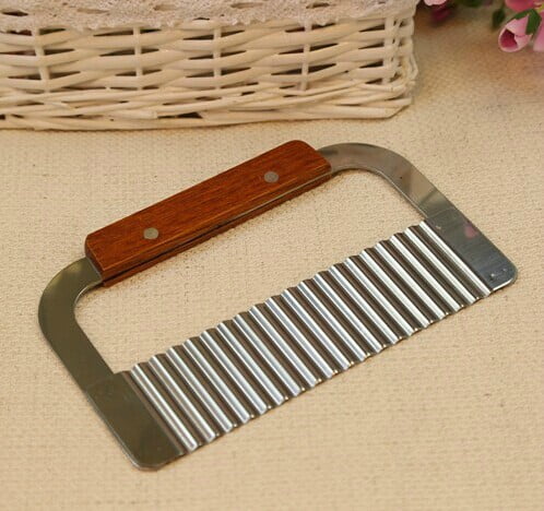 Wooden handle wave knife creative corrugated knife French fries knife ...