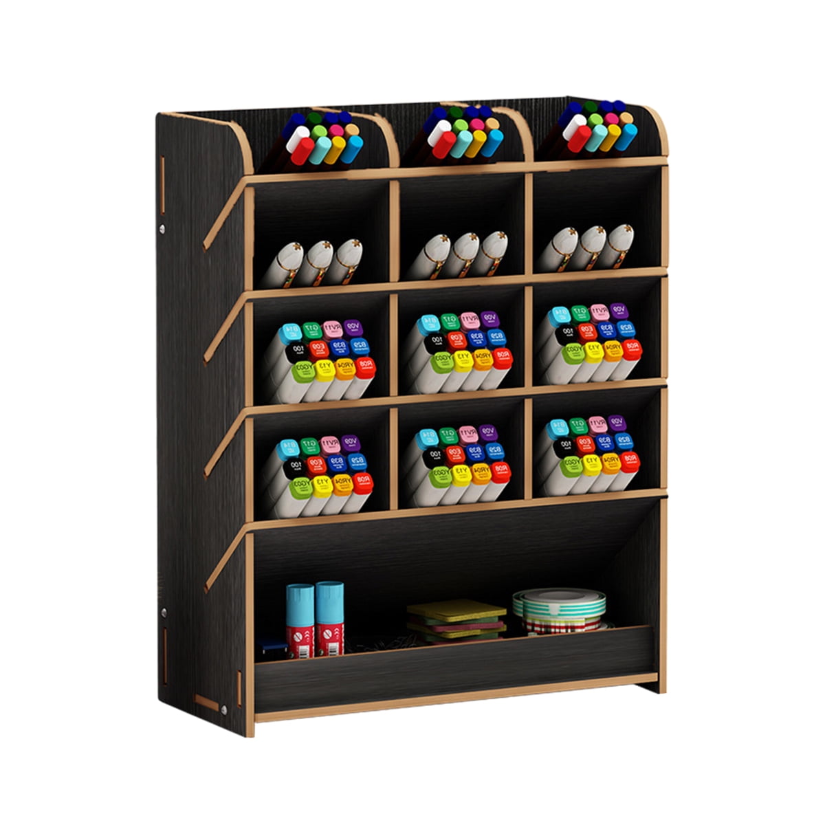 Wooden pen organizer with drawer, DIY pencil holder, desk tidy caddy ...