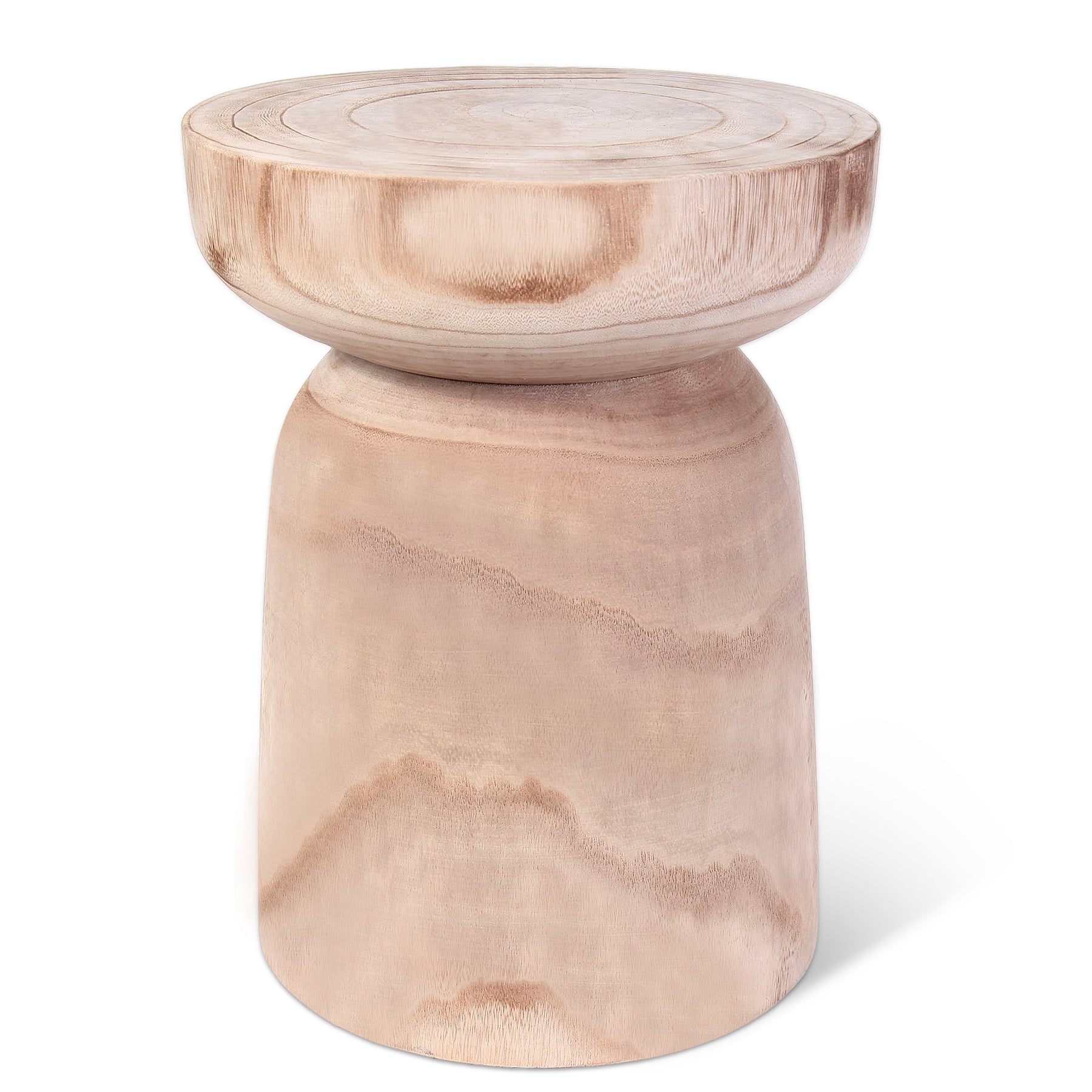 Wooden side table, wooden stump side table, natural paulownia round ...