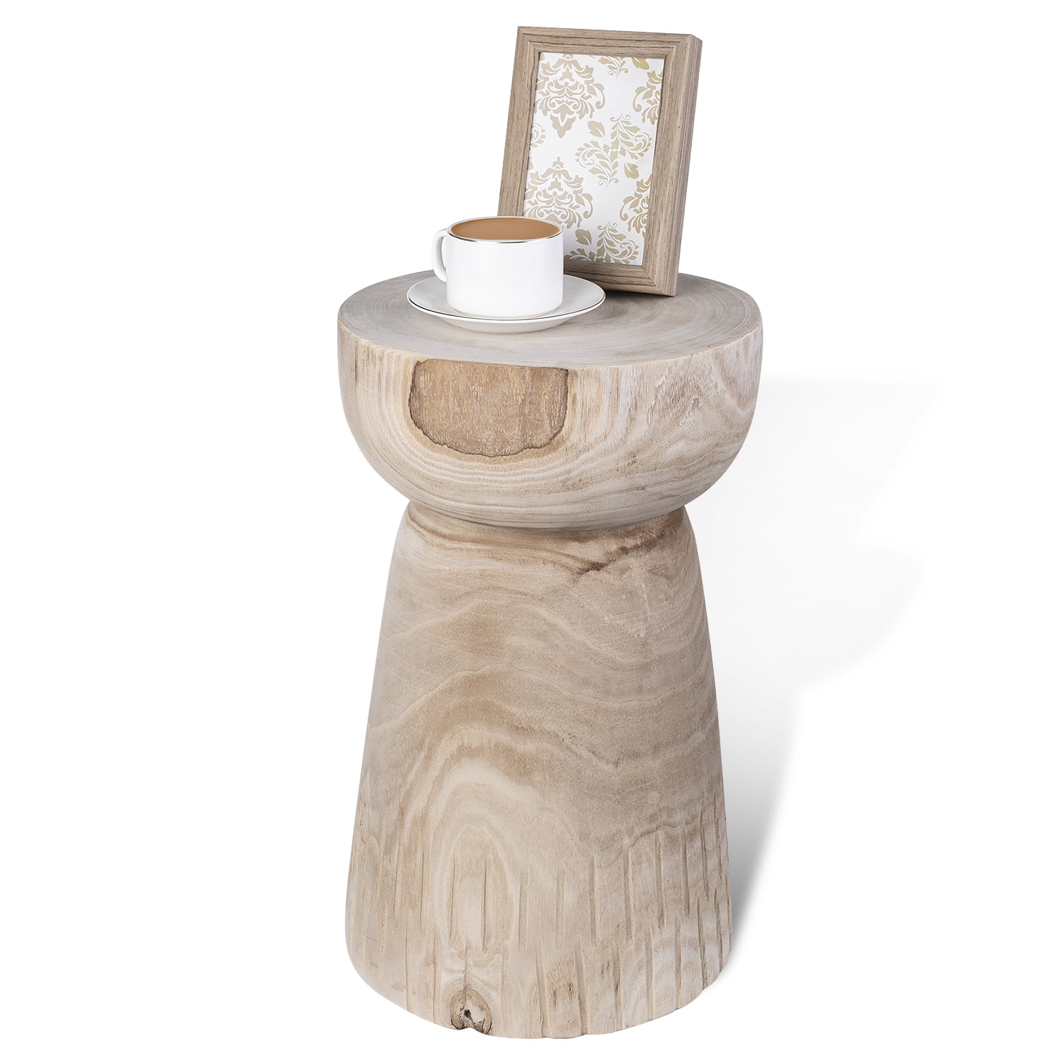 Wooden side table, wooden stump side table, natural paulownia round ...