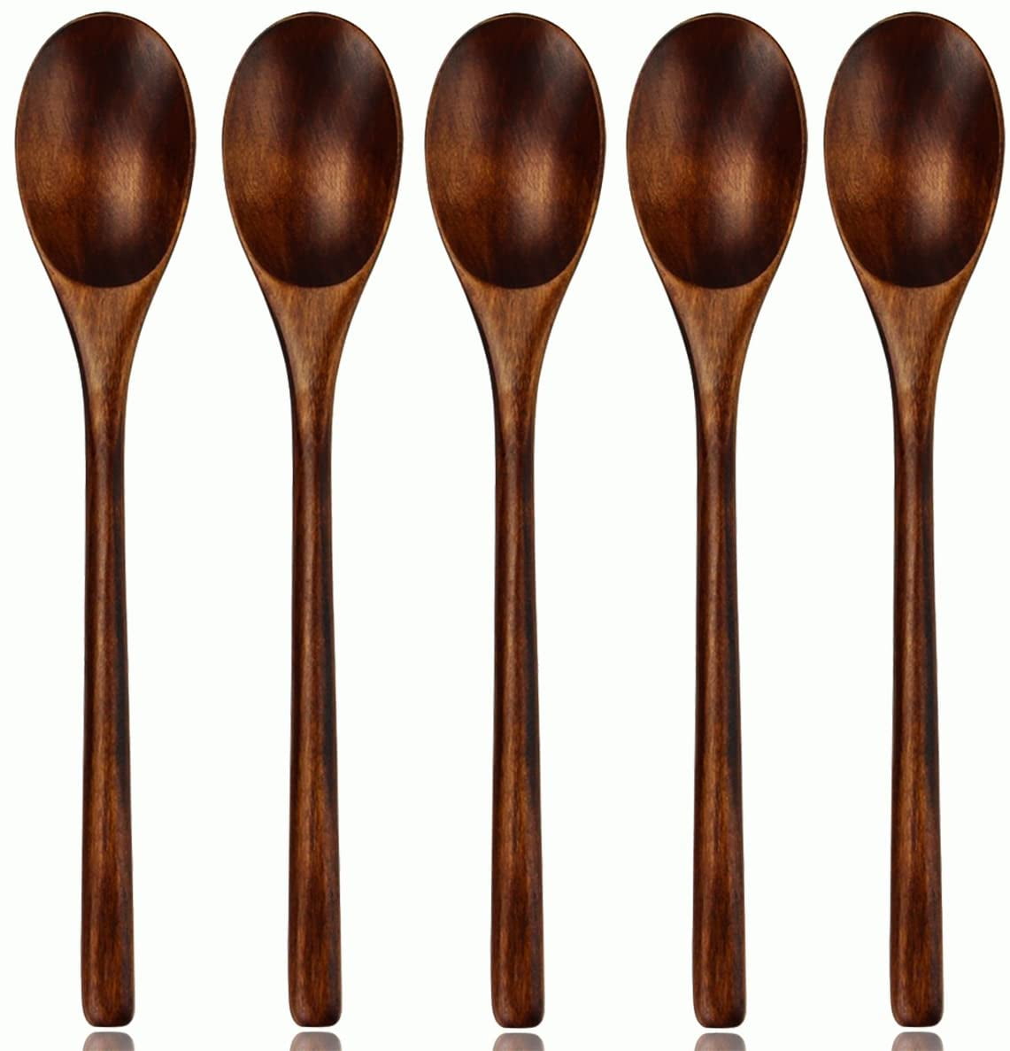 Wooden spoon tablespoon, 5 pieces Japanese style kitchen utensil long ...