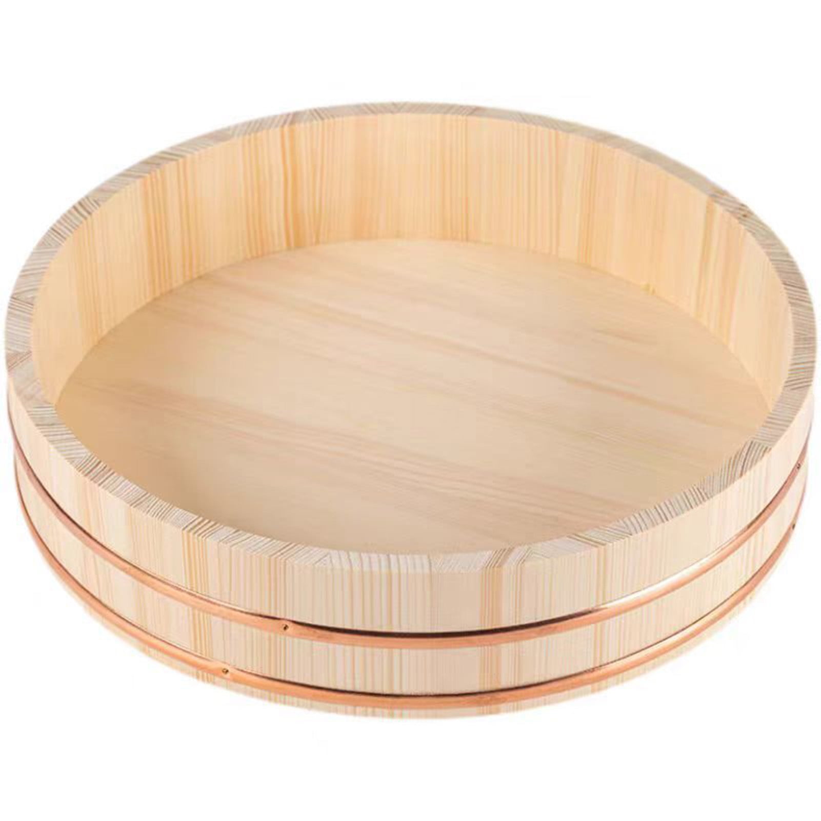Wooden sushi rice bowl, wooden rice mixing bowl, with gold rim, cooling ...