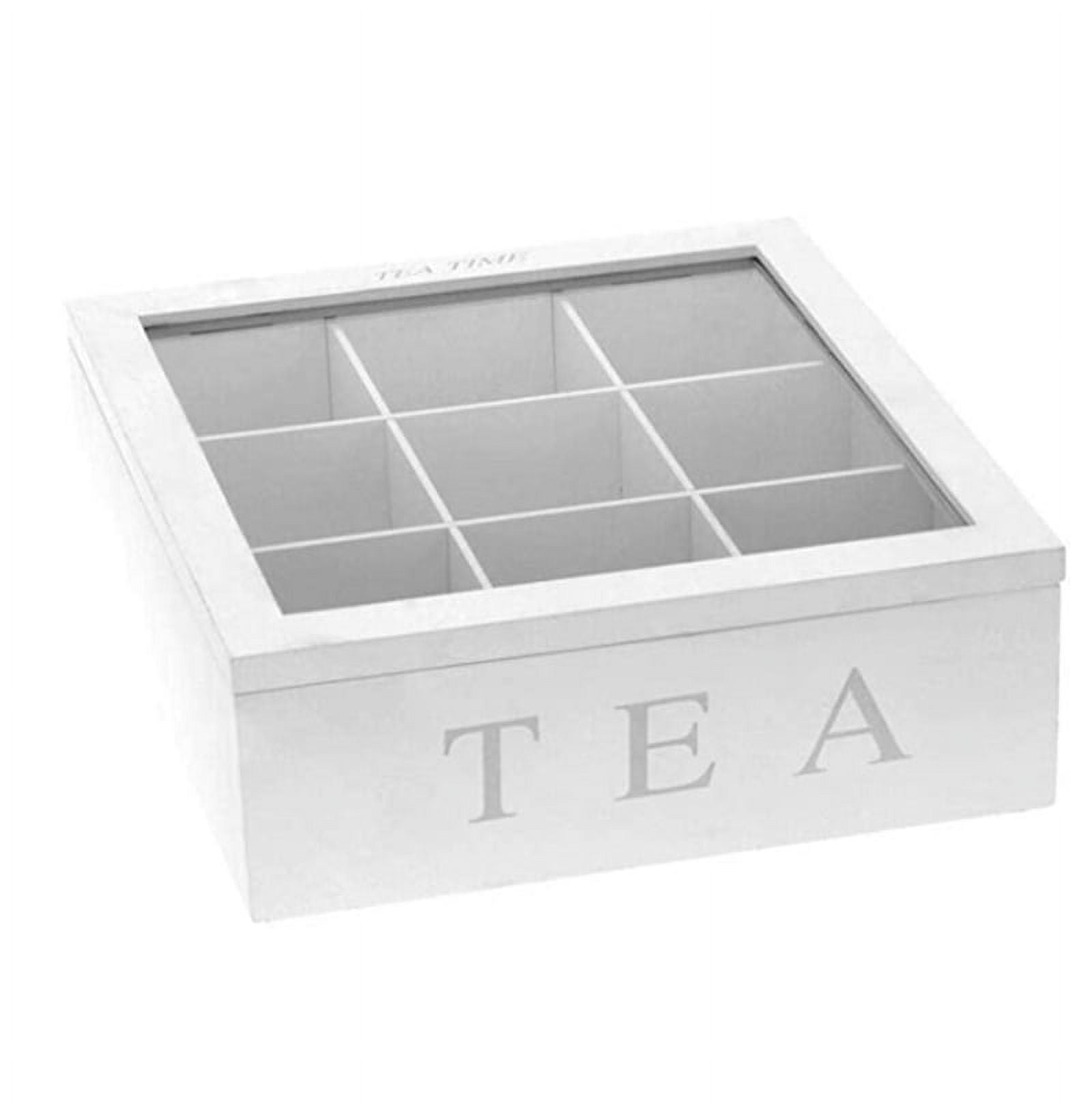 Wooden tea box, tea box in white, tea box with 9 compartments, large ...