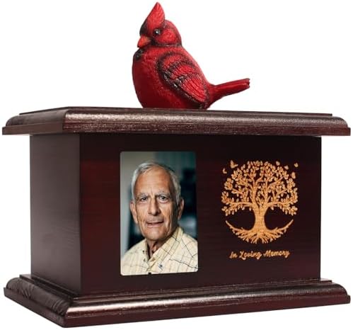 Wooden urn with Photo Frame,Cardinal Small Tree of Life urn,Small urns ...