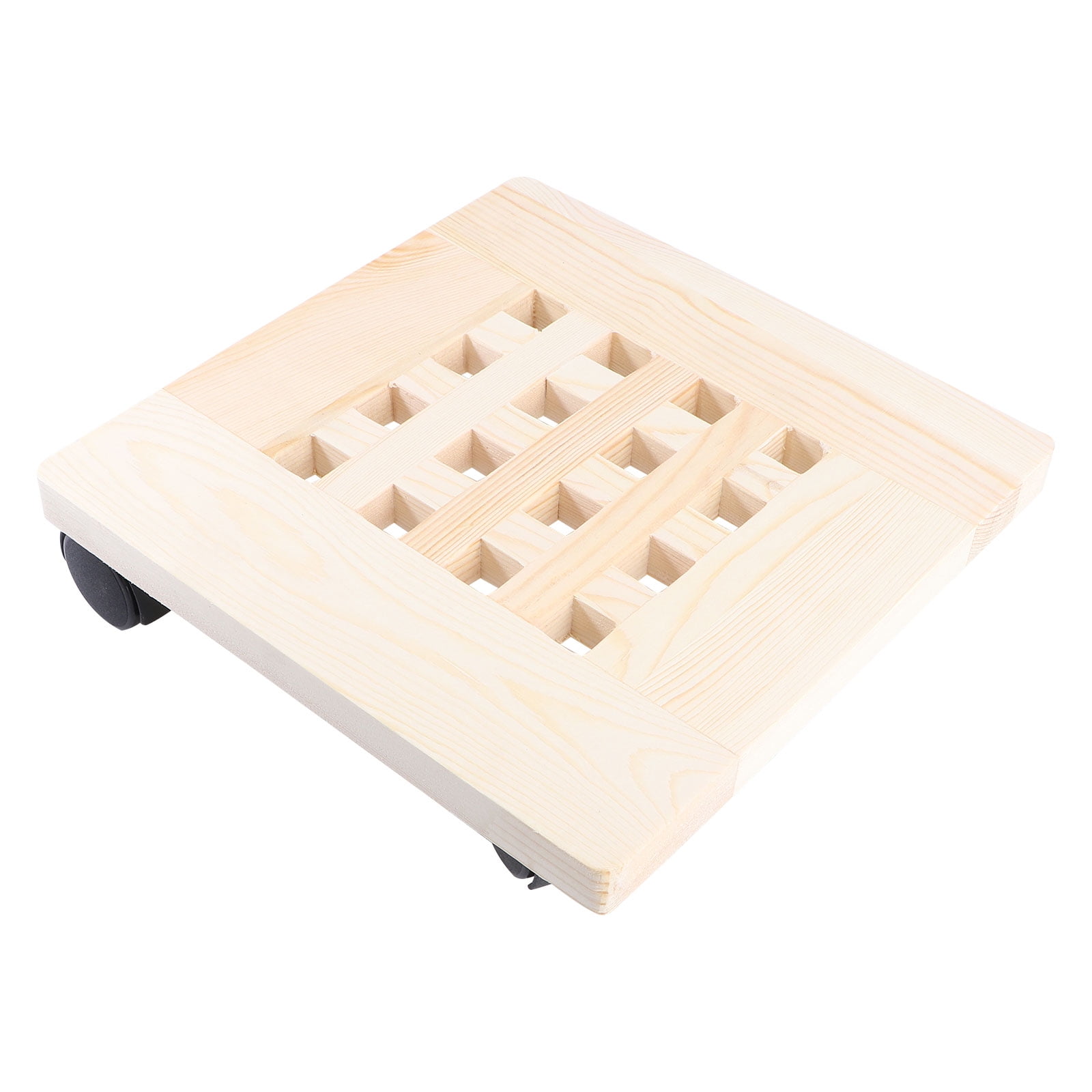 Wooden with Wheels Flower Pot Tray Stand on Rollers Flower Pot Dolly ...