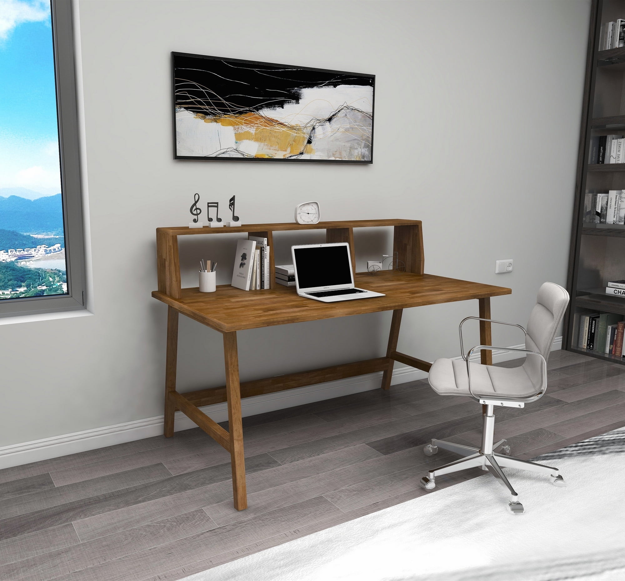 Woodface - Lucy - Walnut Study Desk - Walmart.com
