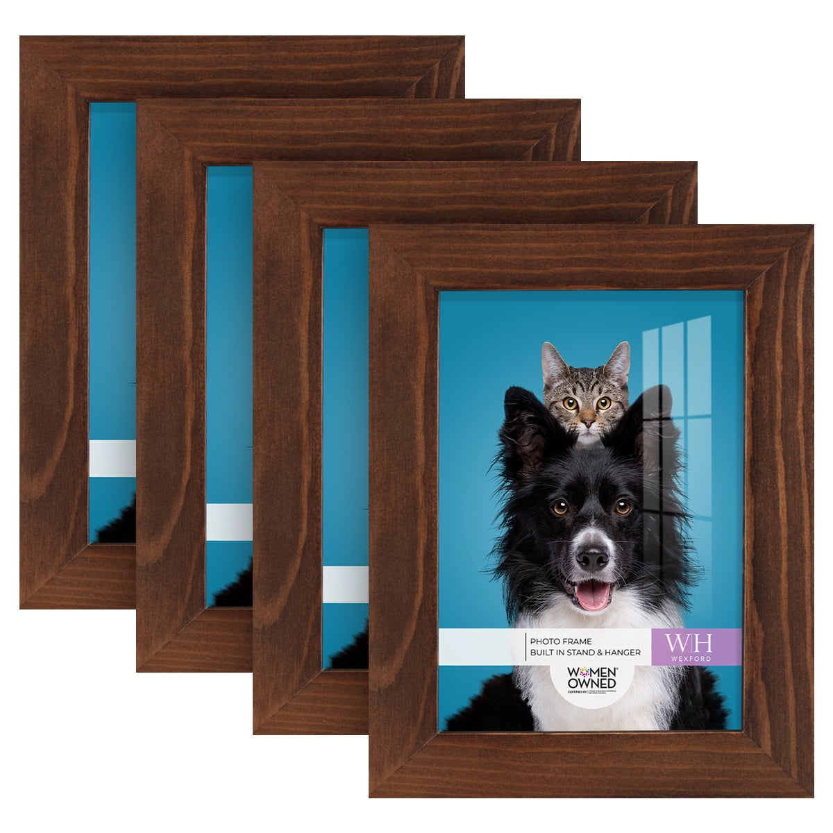 Woodgrain 3.5 in. x 5 in. Chestnut Picture Frame Set (Set of 4 ...