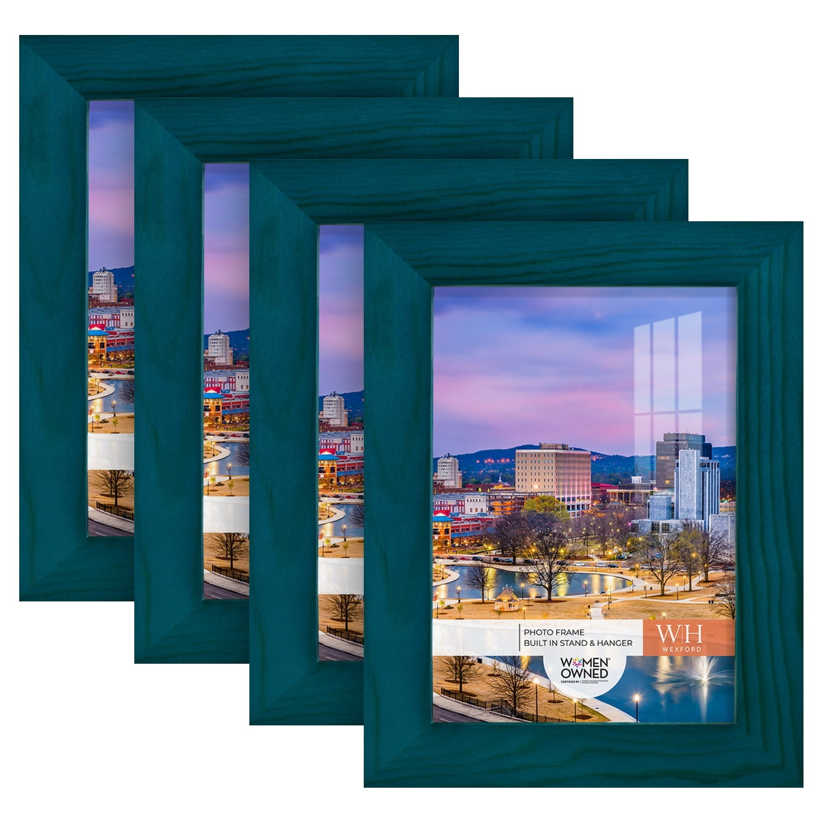 Wexford Home Wooden Photo Frames Set of 4 Ocean Blue 3.5x5 for Wall and ...