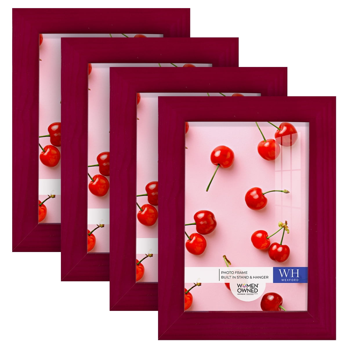 Woodgrain 4 in. x 6 in. Cherry Red Picture Frame Set (Set of 4 ...