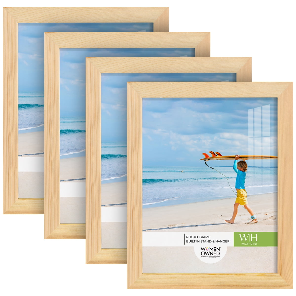 Woodgrain 8 in. x 10 in. Natural Wood Picture Frame Set (Set of 4 ...