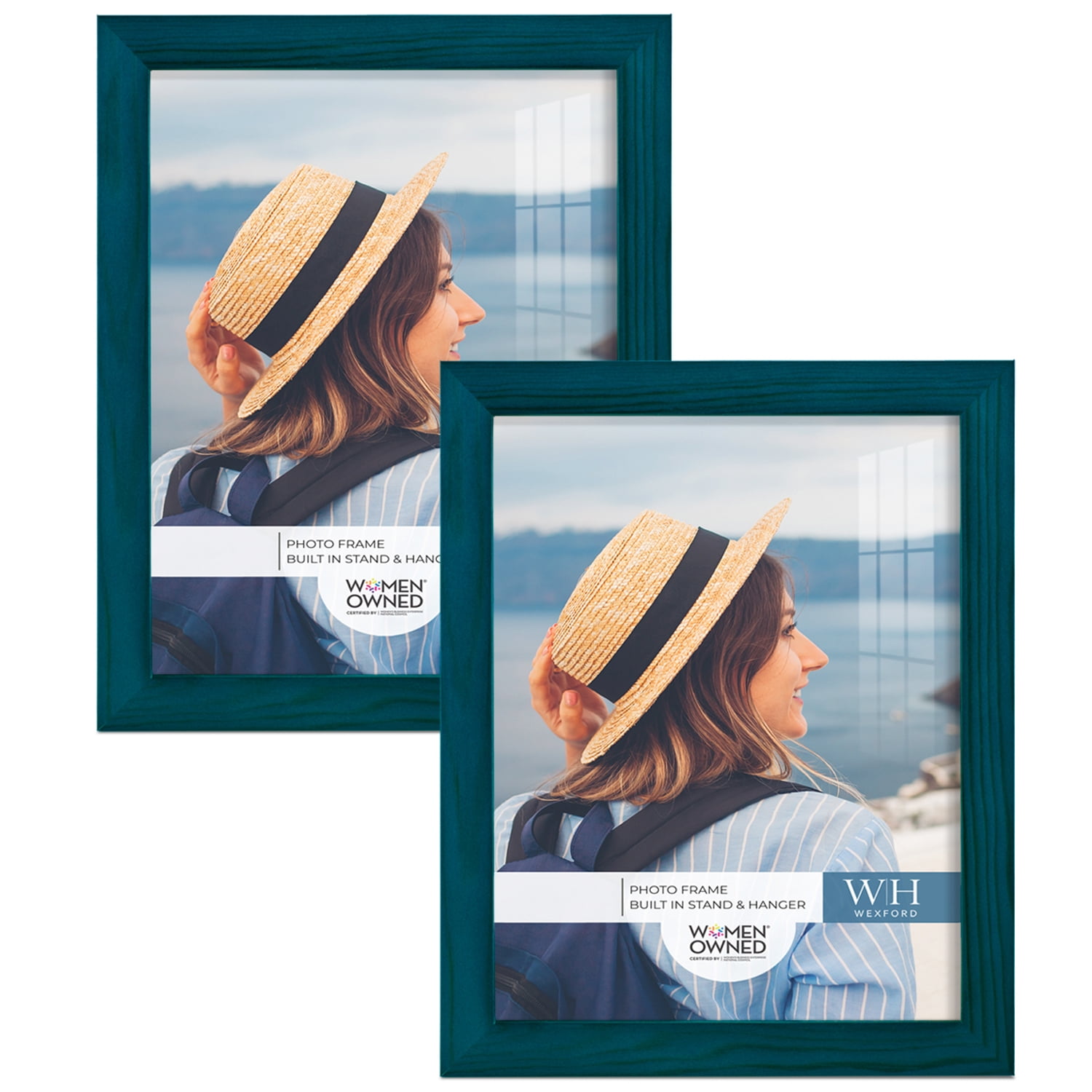 Wexford Home Wood Photo Frame Set of 2 Ocean Blue 8x10 Real Wooden ...