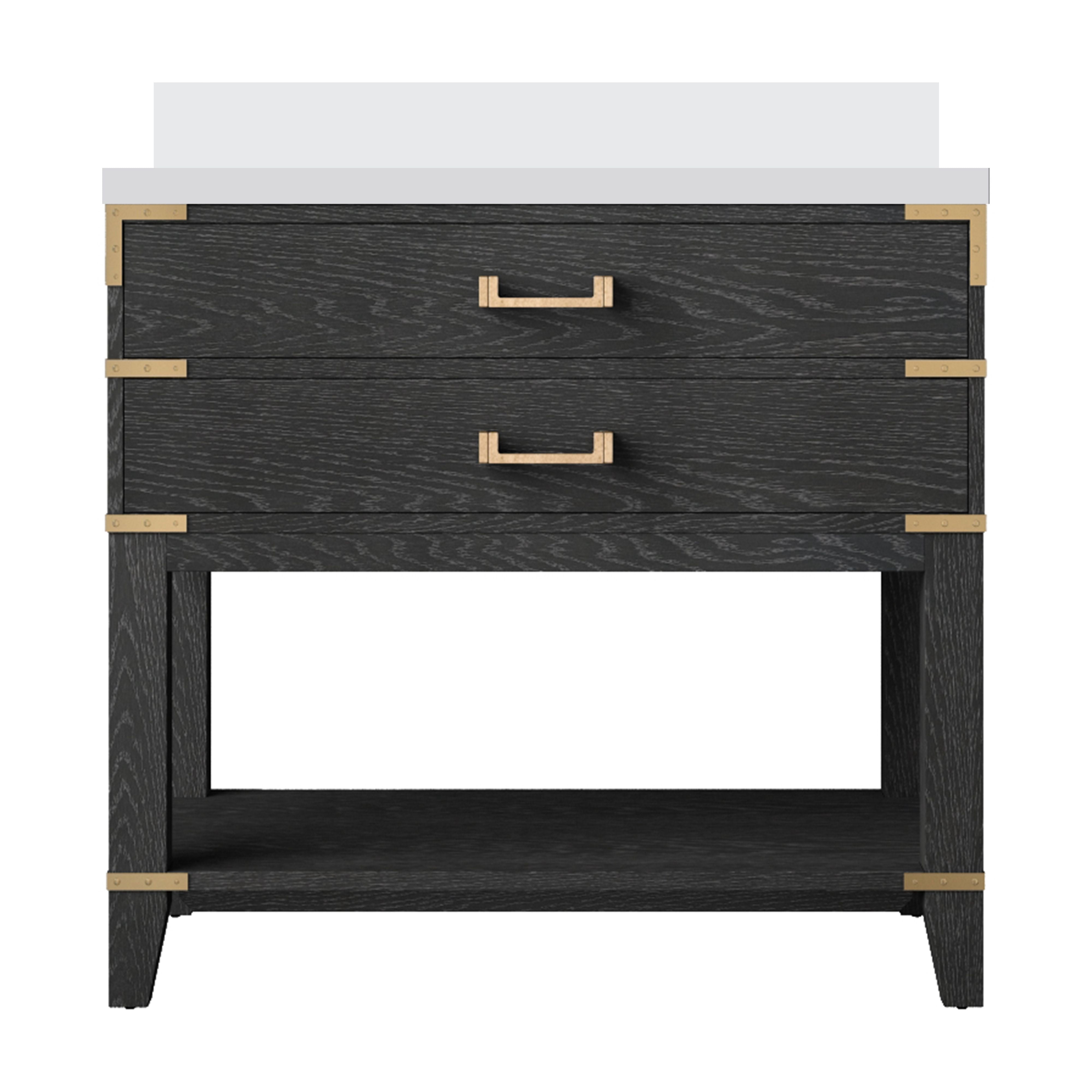 Woodhaven 36 in W x 22 in D Black Oak Single Bath Vanity and White ...