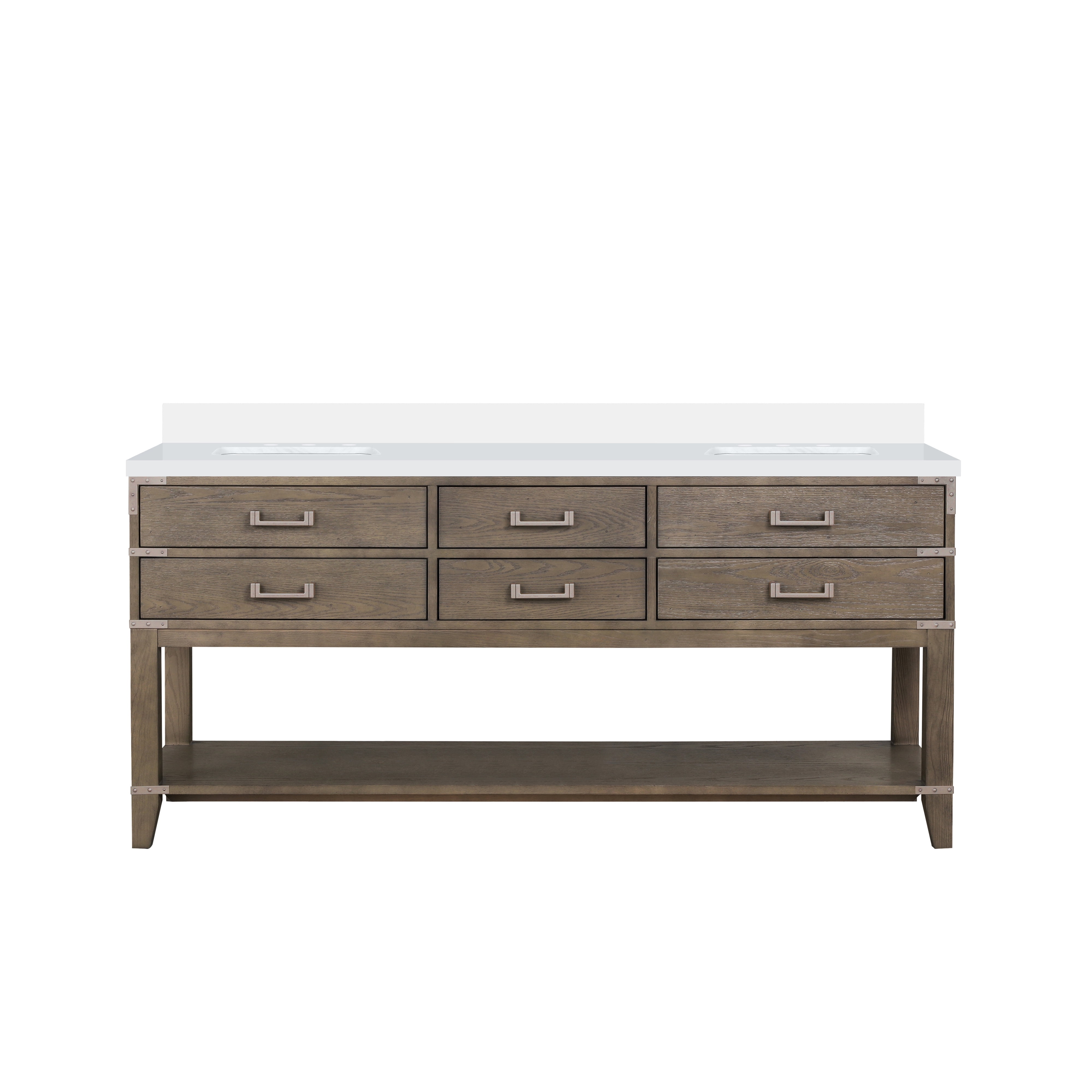 Woodhaven 72 in W x 22 in D Grey Oak Double Bath Vanity and Cultured ...