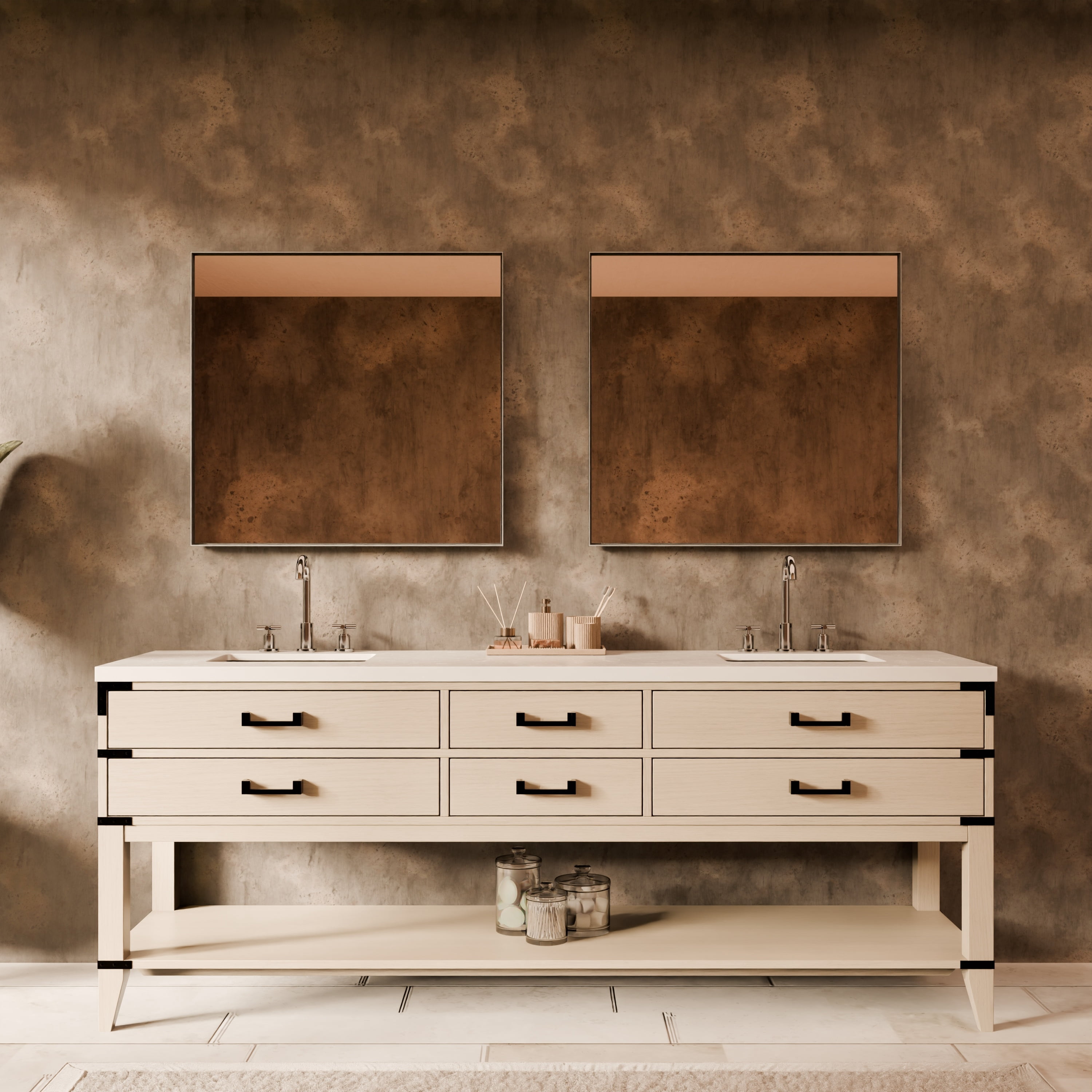 Woodhaven 84 in W x 22 in D White Oak Double Bath Vanity, Cultured ...