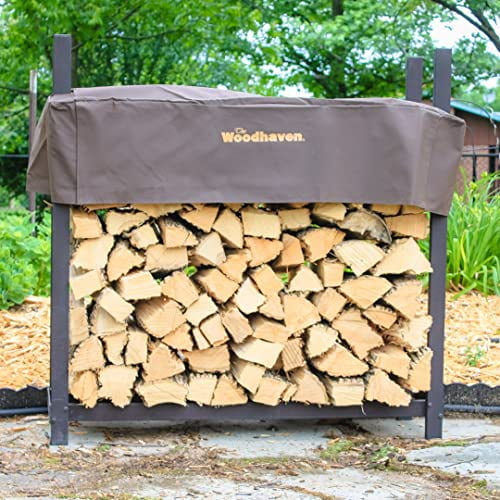 Woodhaven Brown 4 Foot 1/4 Cord Firewood Rack - Heavy Duty Indoor ...
