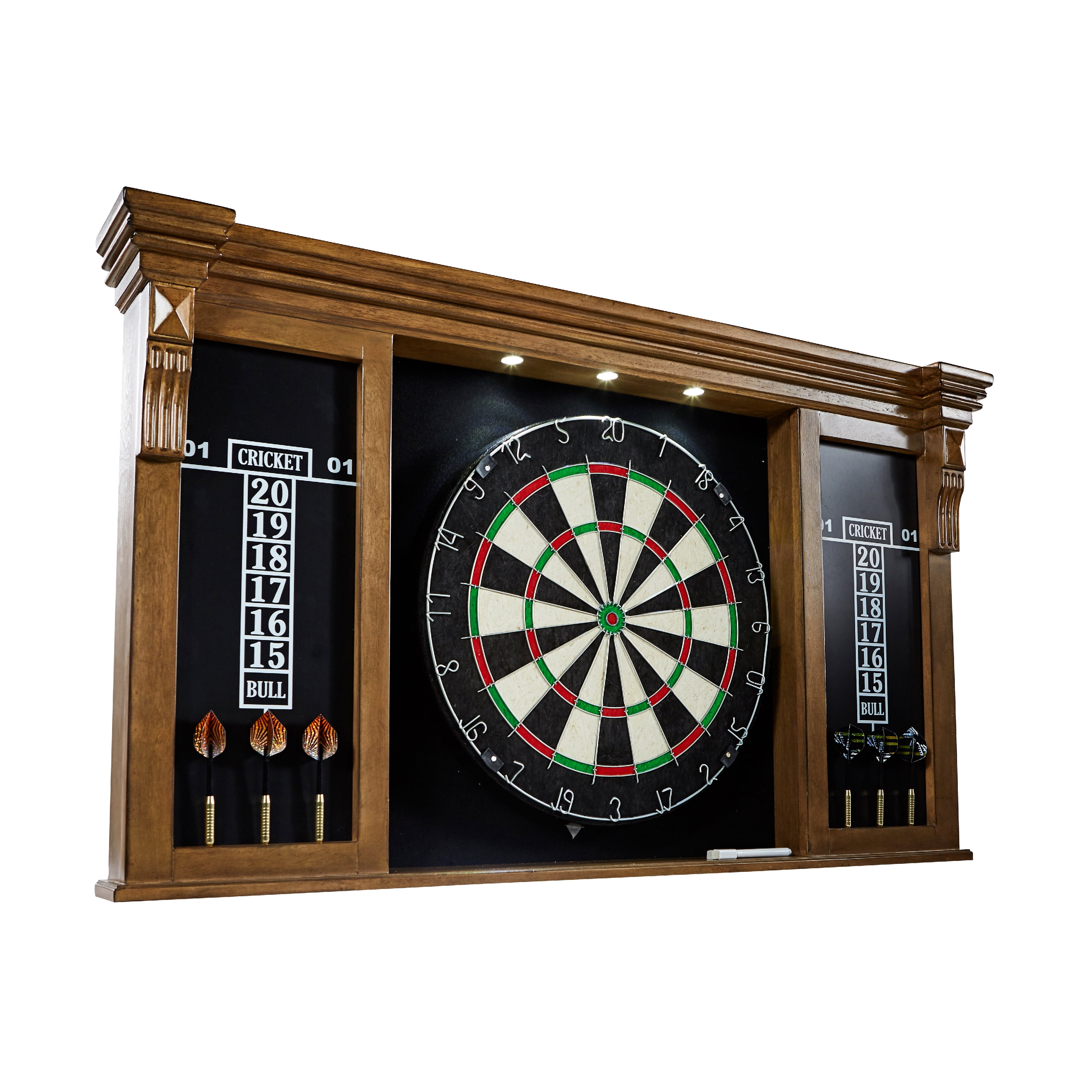 "Barrington Billiards Wood Dartboard 18"" with LED Display Cabinet and ...