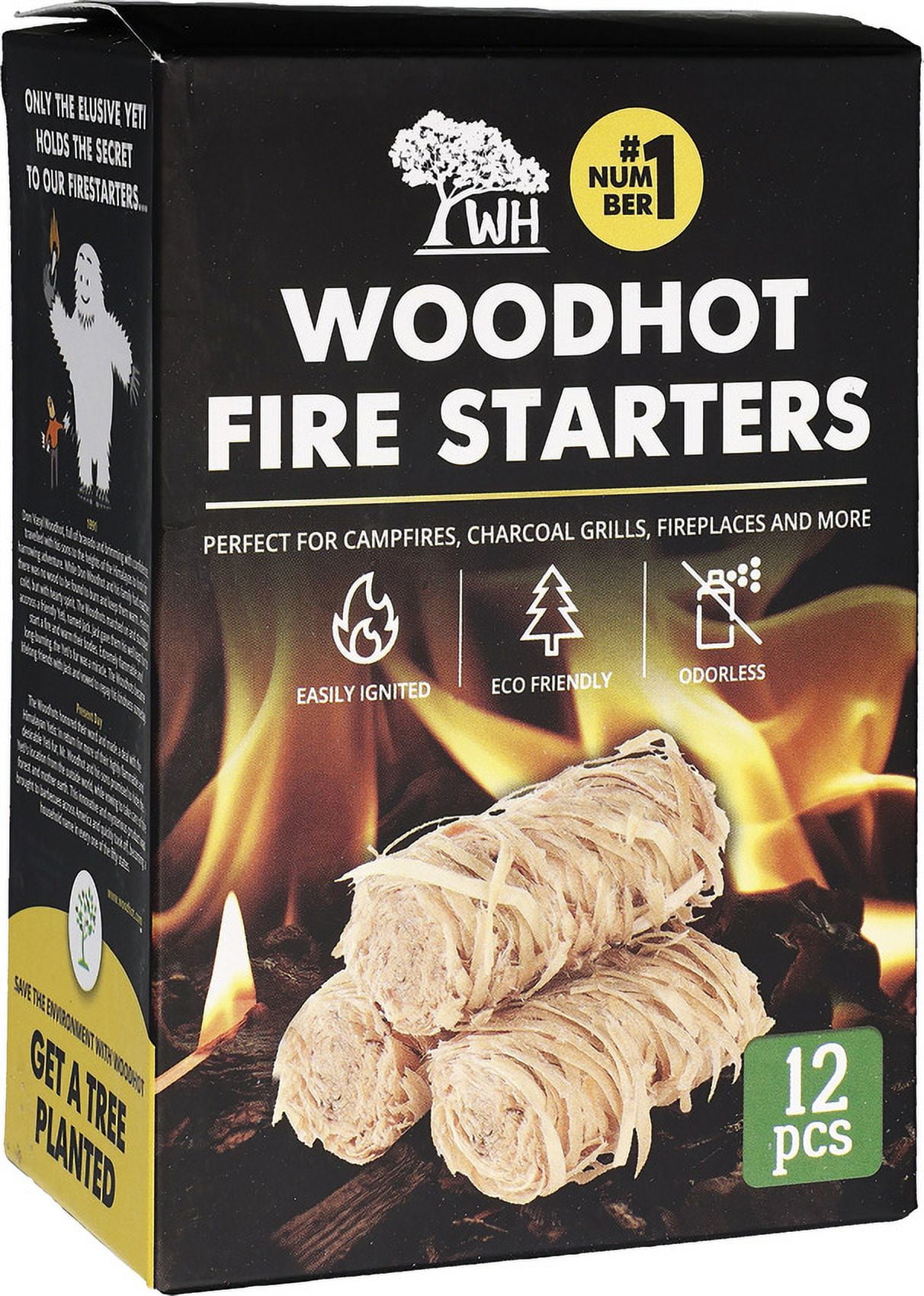 Woodhot WHT001 12-Pack Easy Ignite Camping/Hiking Firestarting Tinder ...