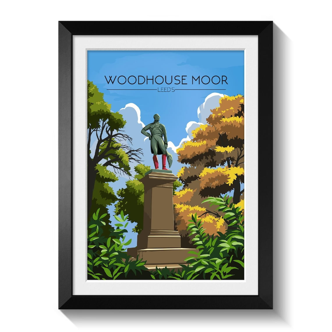 Woodhouse Moor Leeds Poster, Leeds Travel Print, Local Park Art, Duke ...