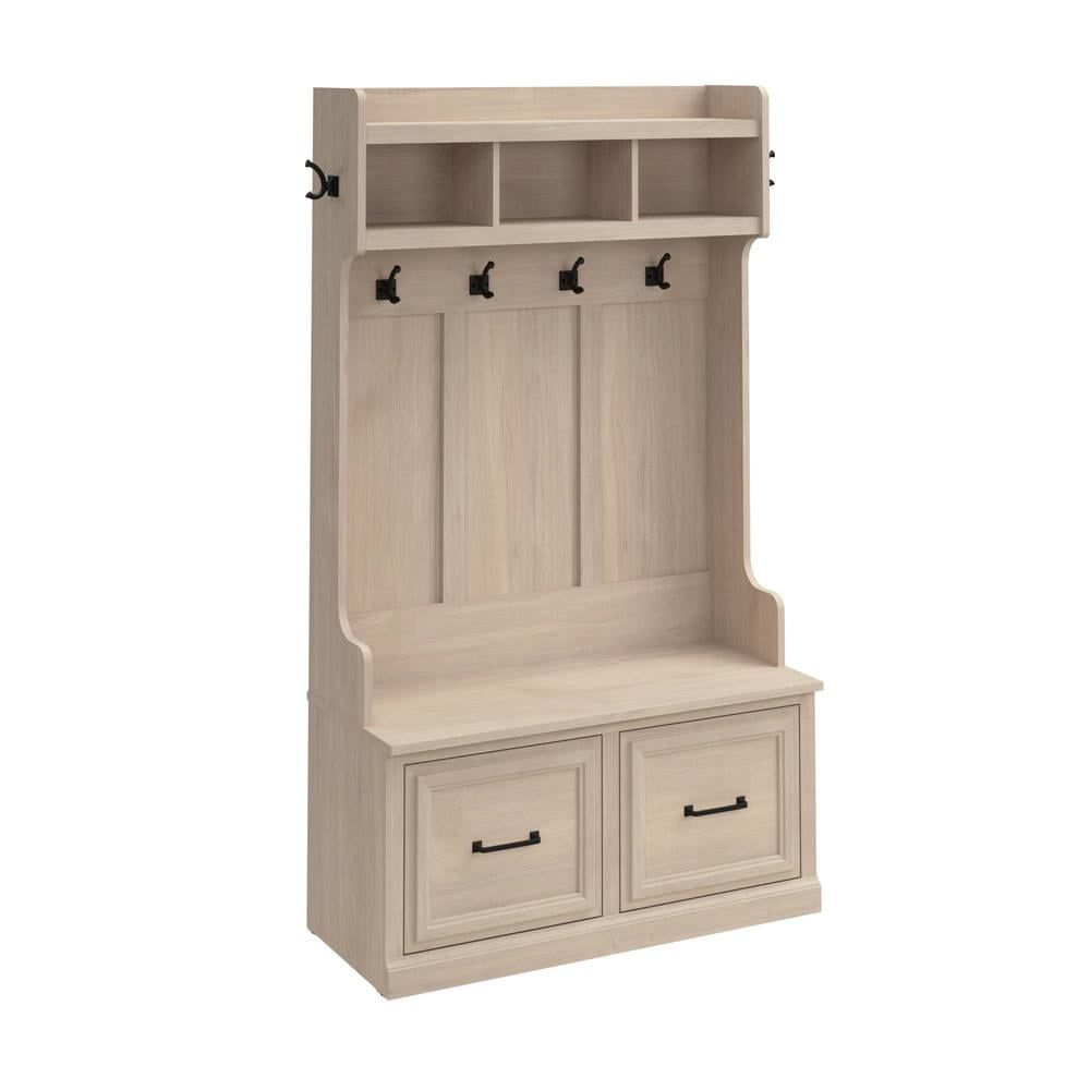 Bush Furniture Woodland Hall Tree w/ Shoe Storage, Coat Hooks ...
