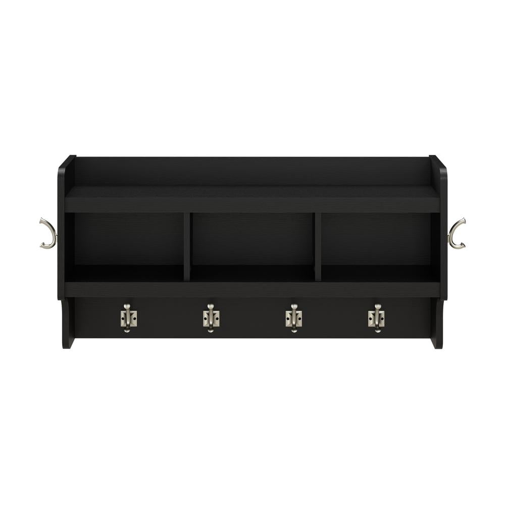 Woodland 40W Wall Mounted Coat Rack in Black Suede Oak - Engineered ...