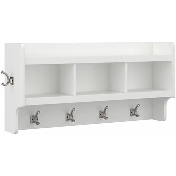 Woodland 40W Wall Mounted Coat Rack with Shelf in White Ash | Cubbies ...
