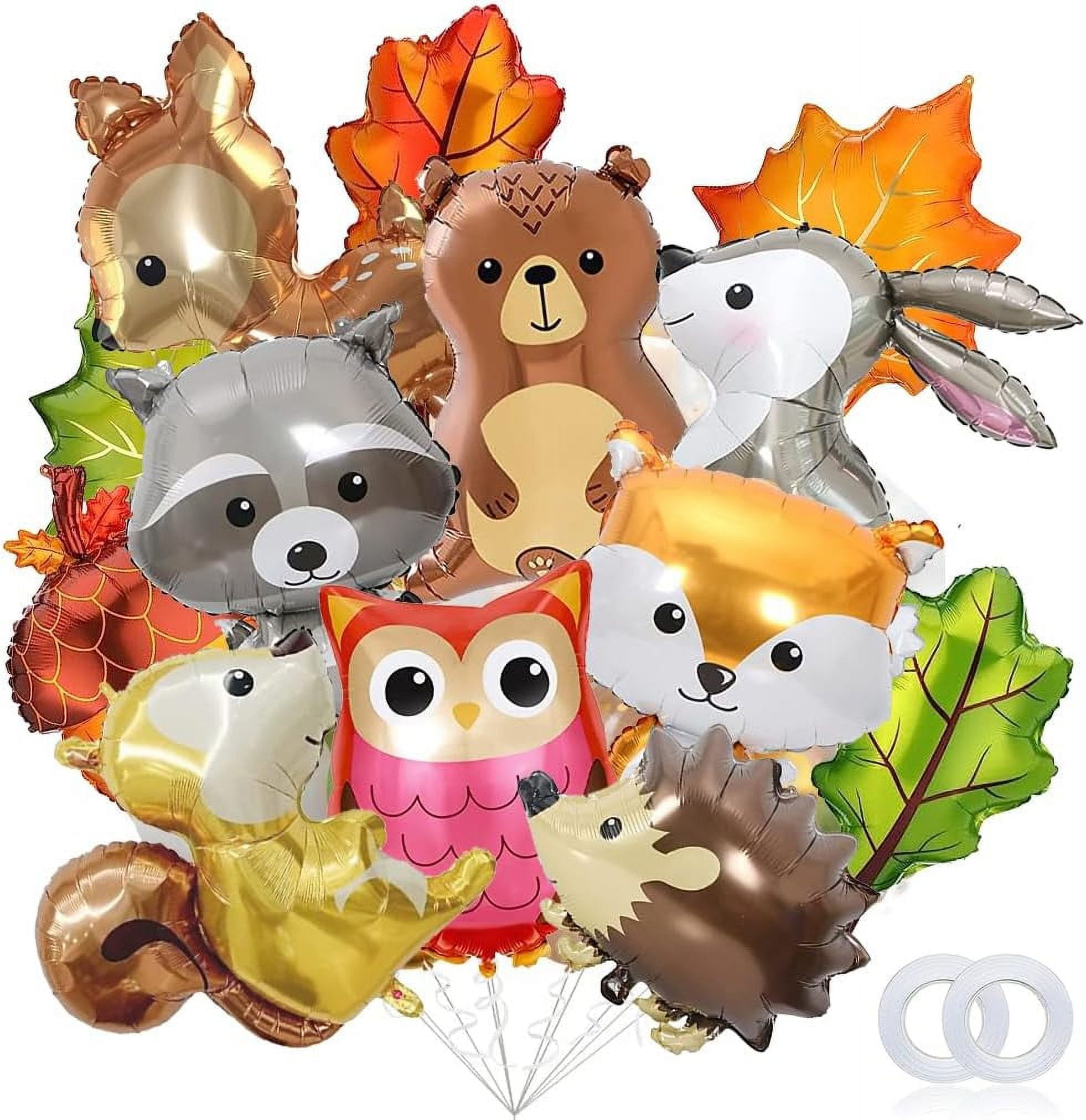 Woodland Animal Balloons - 13-Piece Forest Animals Foil Mylar Balloon ...