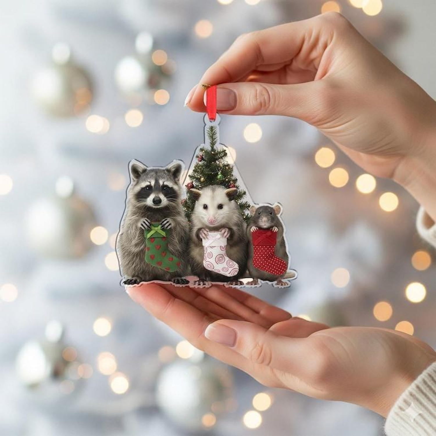 Woodland Animal Christmas Ornament – Acrylic and Wood Ornament with ...