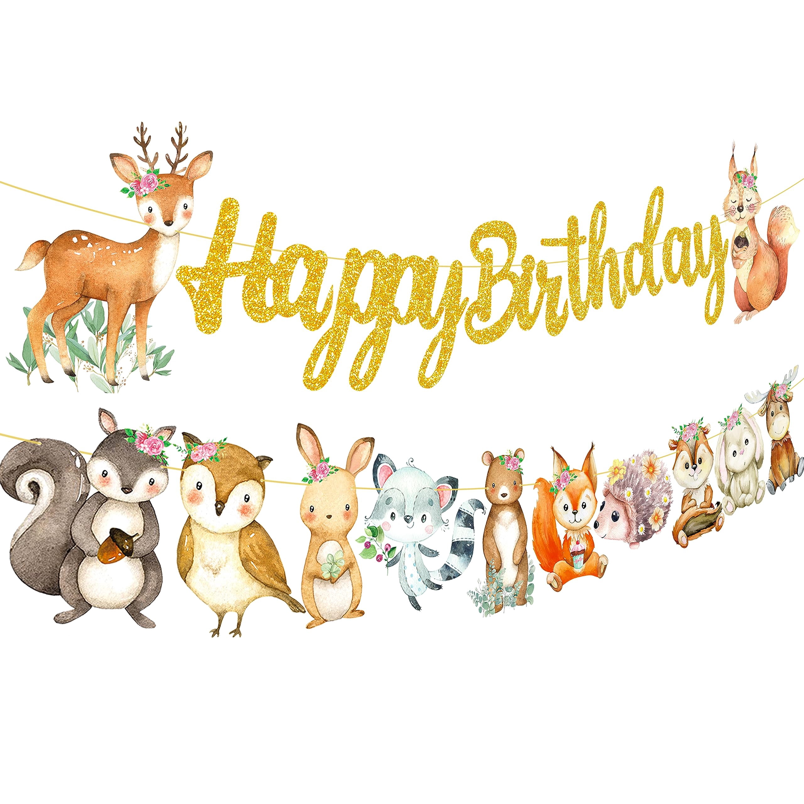 Woodland Animal Happy Birthday DHF10 Banner Woodland Creatures Banner ...
