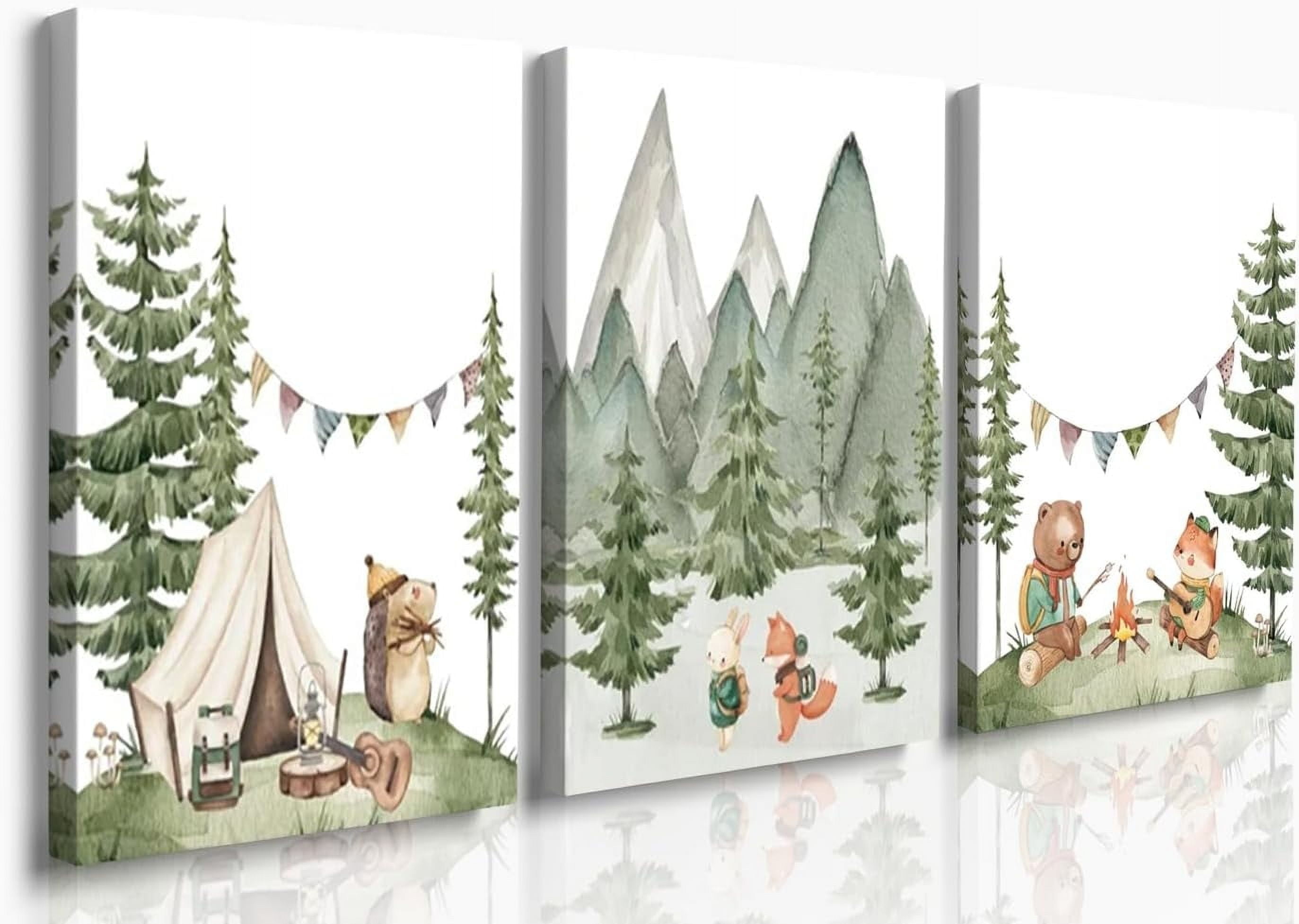 Woodland Animal Nursery Wall Art Decor Set of 3 Baby Boys Kids Room ...