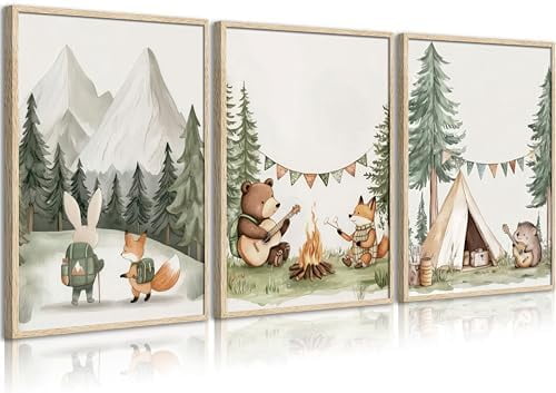 Woodland Animal Nursery Wall Art Fox Bear Rabbit Hedgehog Paintings ...