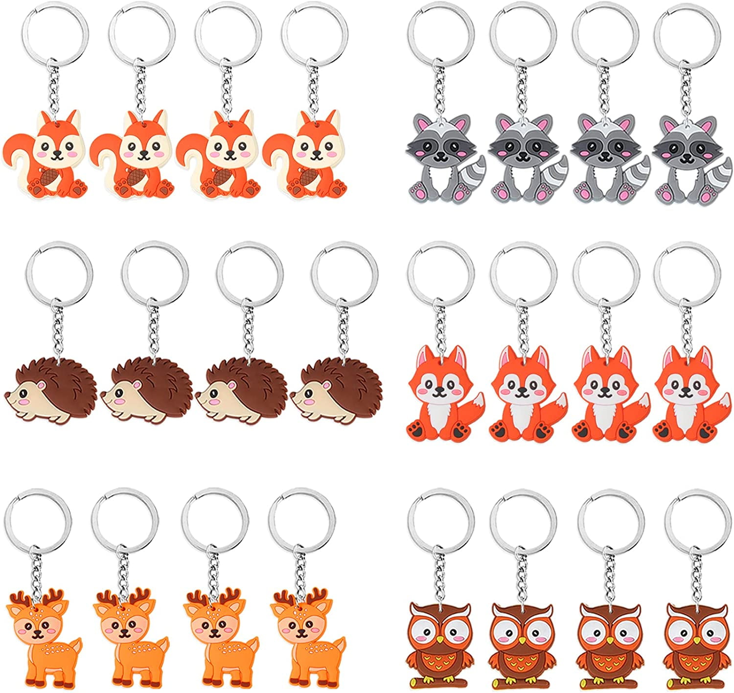 Woodland Animal Party Favors, 24pcs Cute Animal Keychains for Kids ...