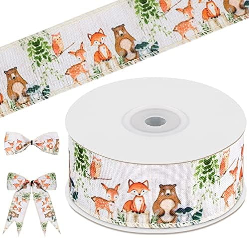 Woodland Animal Ribbon 1.5 Inch Forest Woodland Animal Wired Ribbon Owl ...
