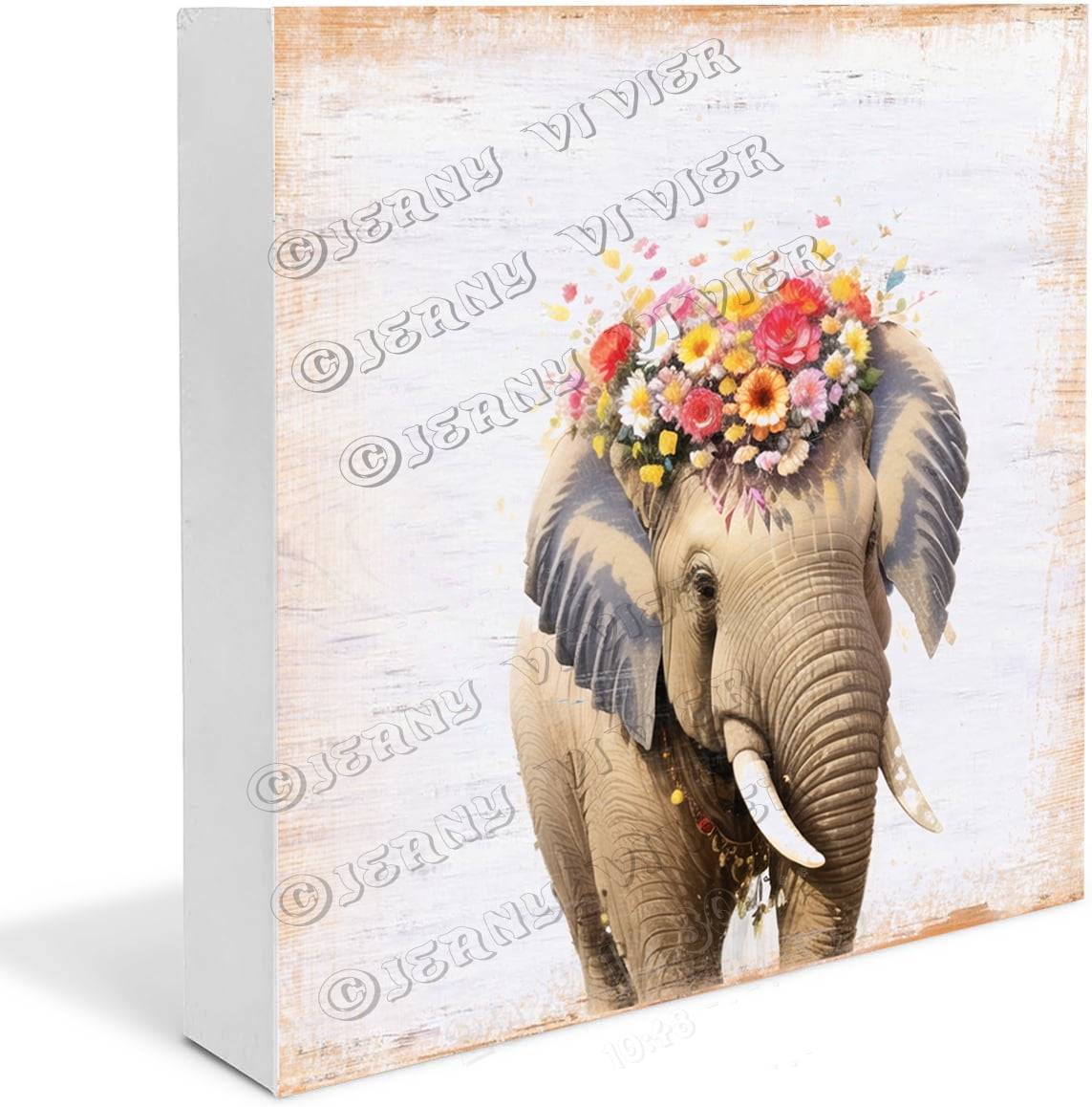 Woodland Animal Sign Decor Desk Sign Elephant Wooden Box Block Sign ...