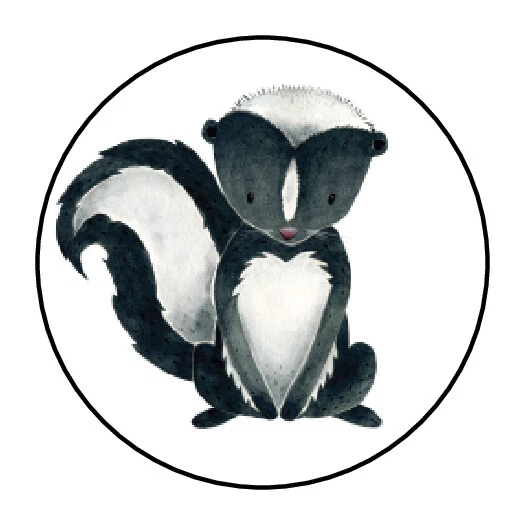 Woodland Animal Skunk Birthday Baby Shower Favor Labels Round Stickers ...