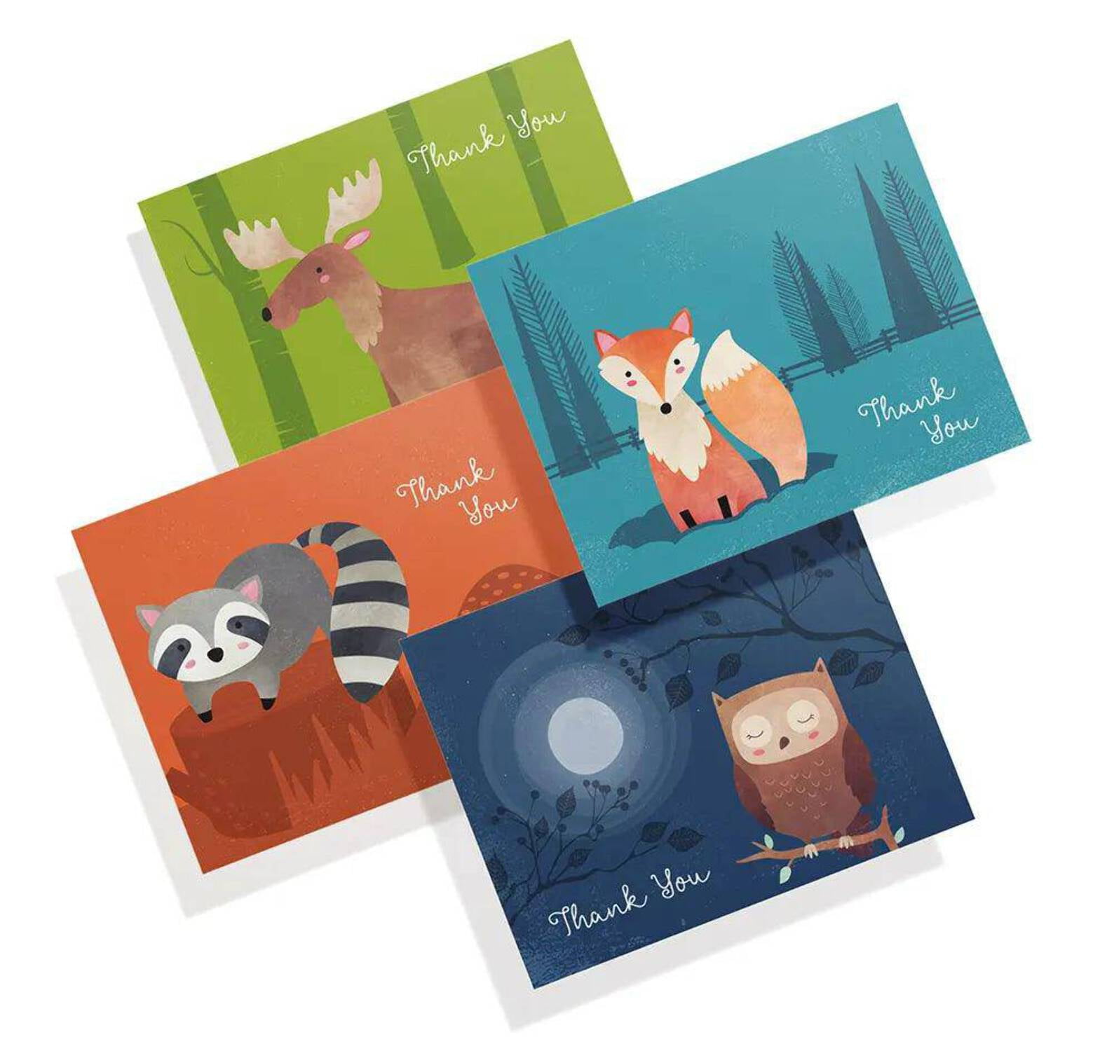 Twigs Paper Woodland Animal Thank You Cards, 12 Assorted Greeting Cards ...