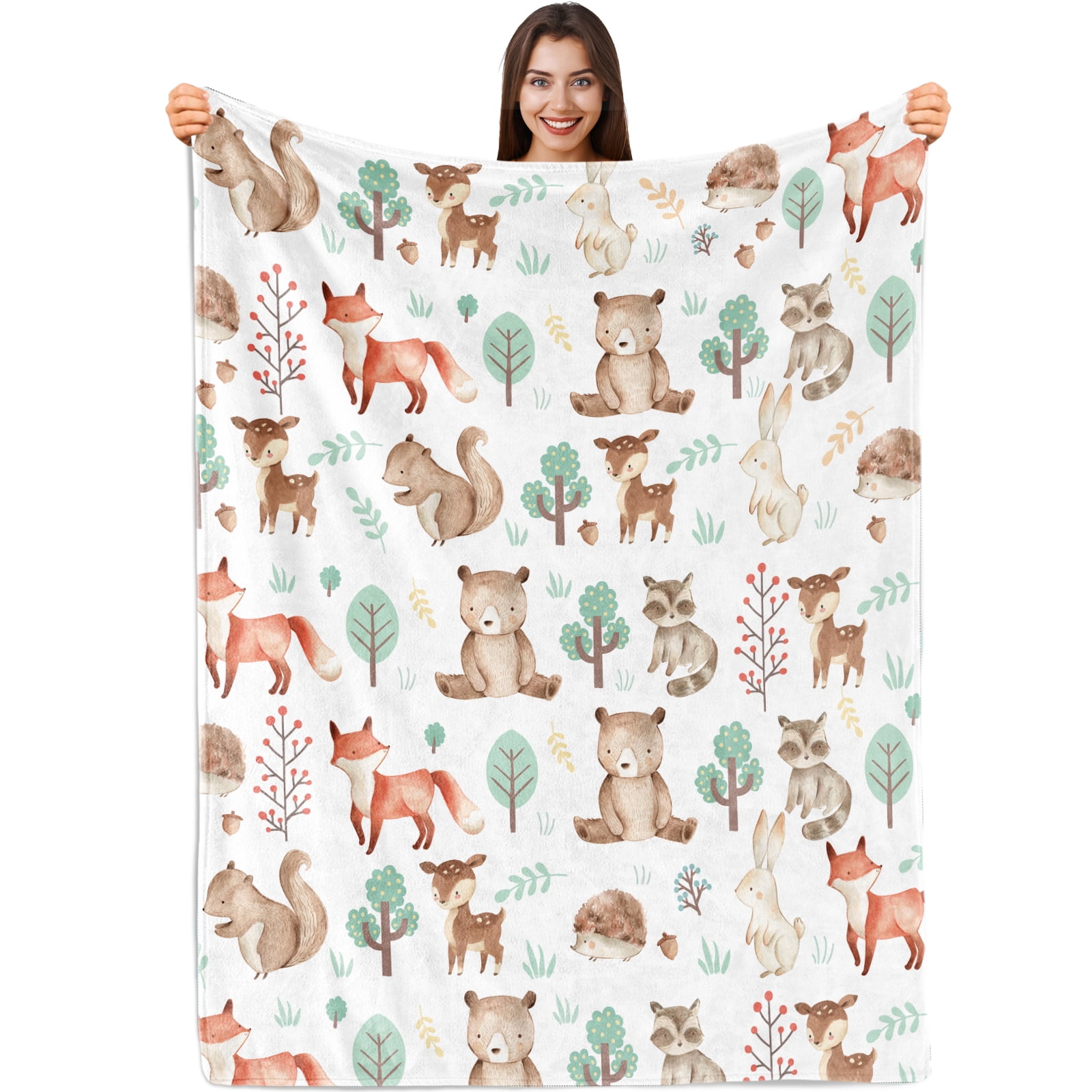 Woodland Animal Throw Blanket for Boys, Soft Cozy Jungle Animals ...