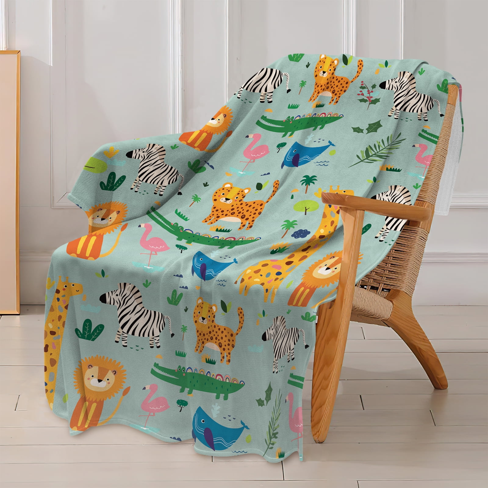 Woodland Animal Throw Blanket for Boys, Soft Cozy Jungle Animals ...