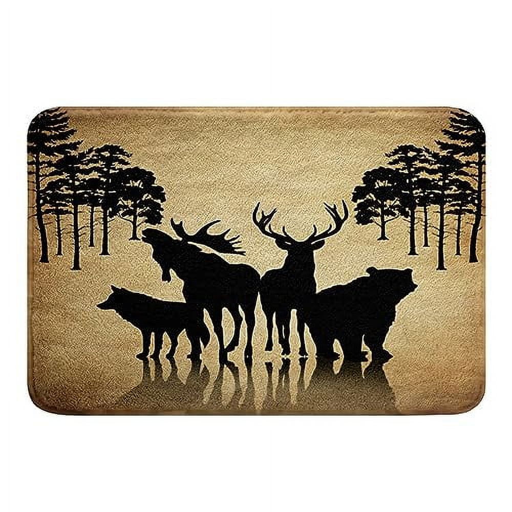Woodland Animals Area Rug 16 x 24 Inch Wildlife Bear Moose Elk Wolf ...