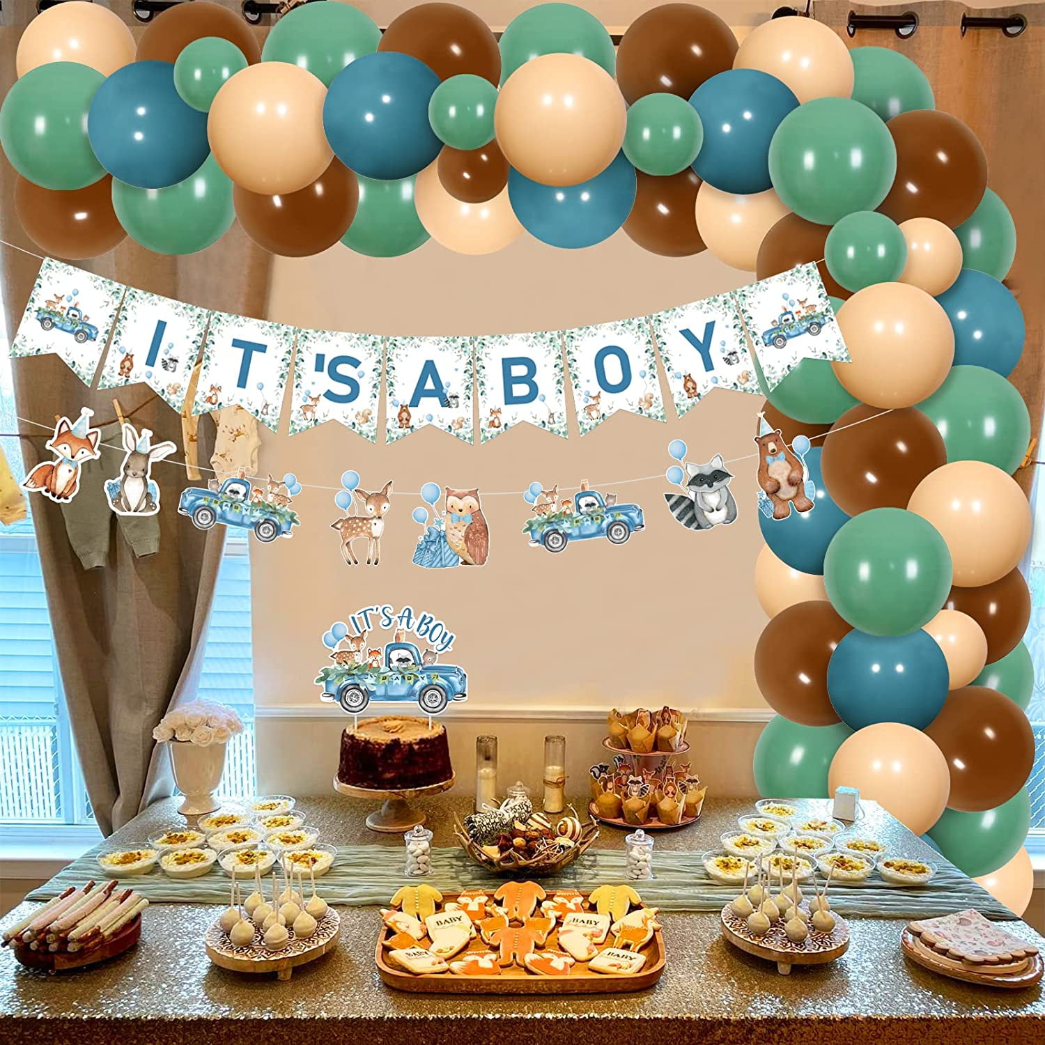Woodland Animals Baby Shower Decorations for Boy, Woodland Balloon ...