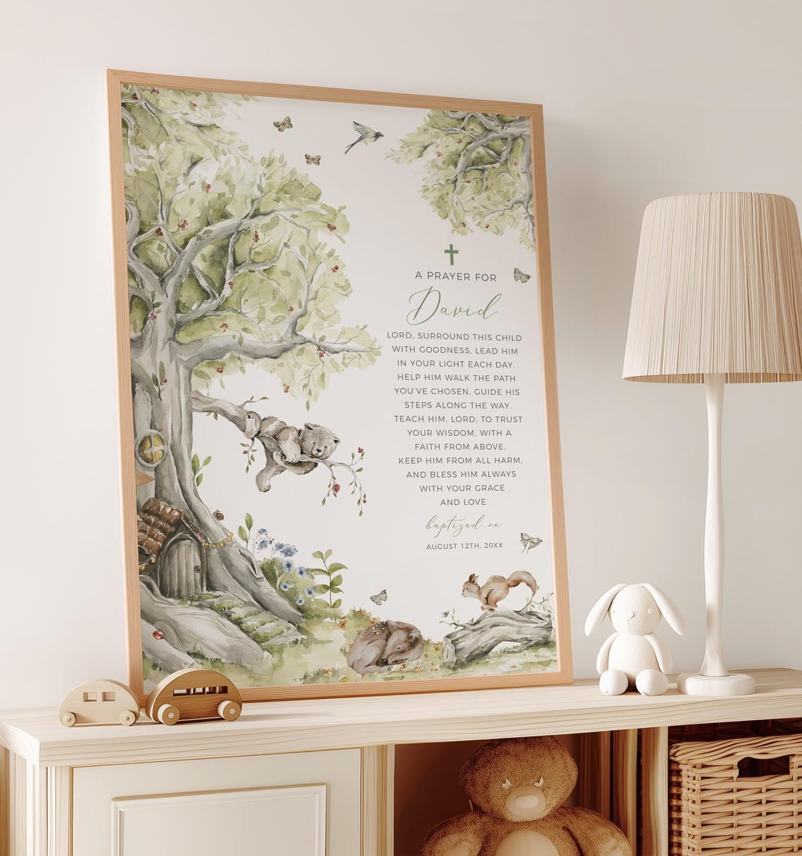 Woodland Animals Baptism Gift Boy, Christening Prayer, Forest Animals ...