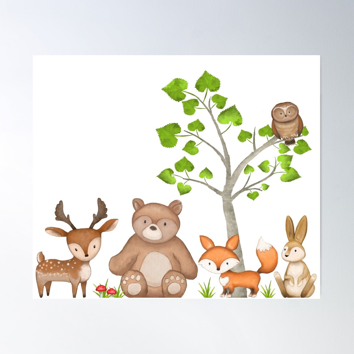 Woodland Animals Collection Poster Wall Art, Modern Wall Decor For ...