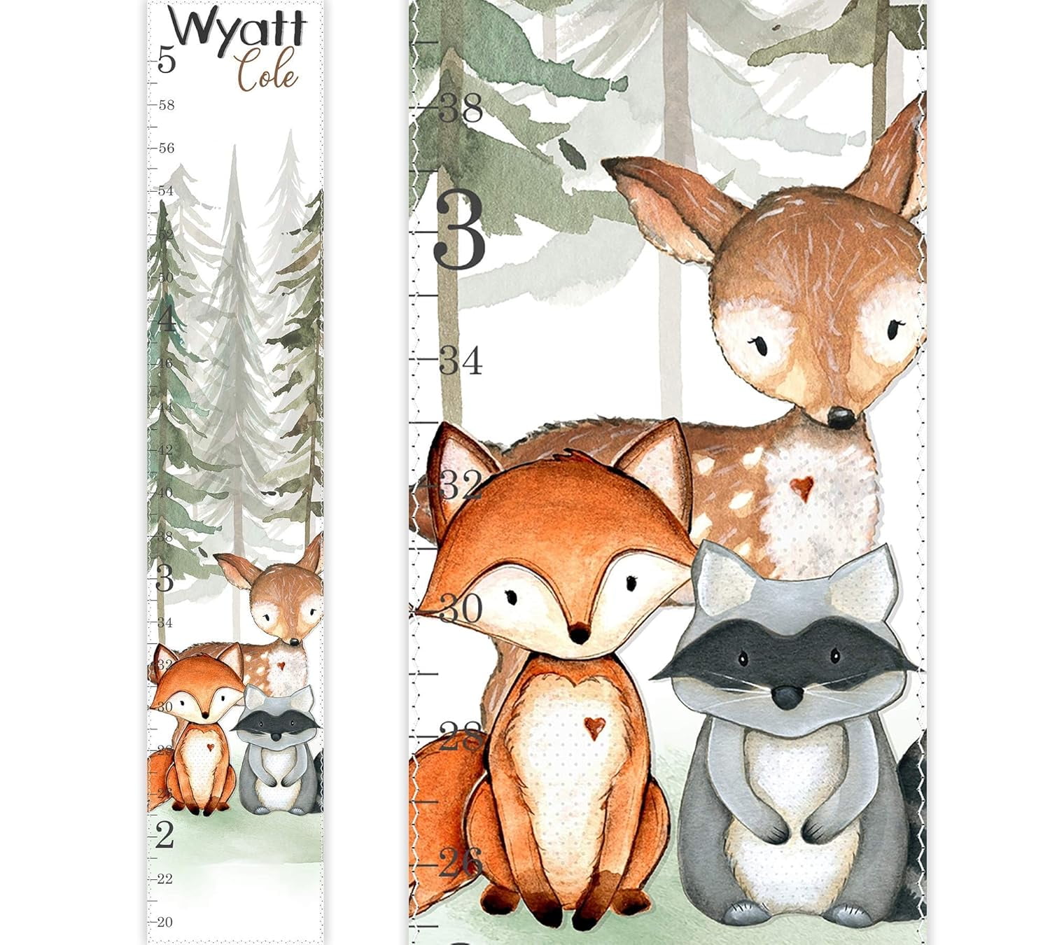 Woodland Animals Growth Chart, Canvas Growth Chart, Gender Neutral ...