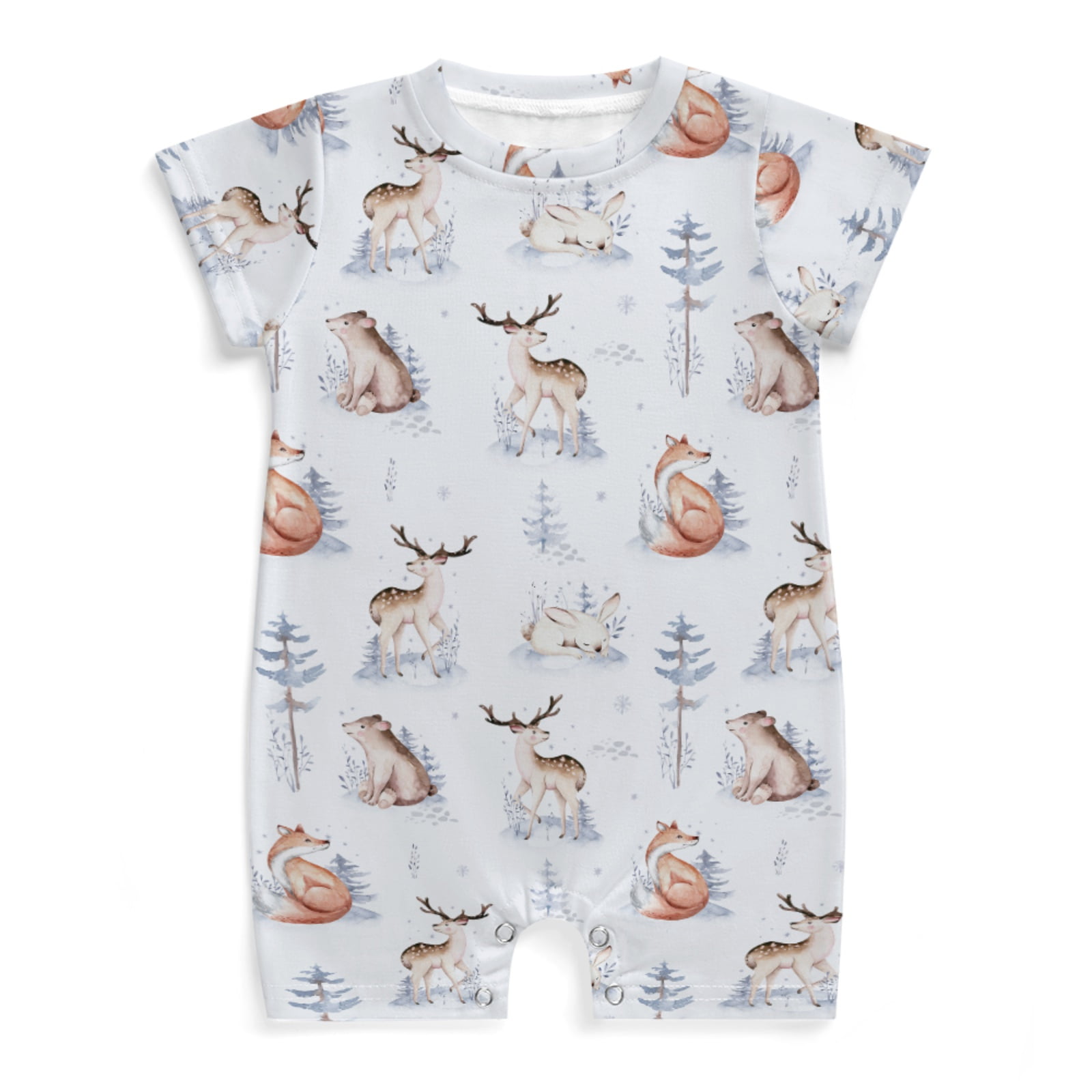 Woodland Animals Pine Forest Baby Romper Casual Summer Clothes Infant ...