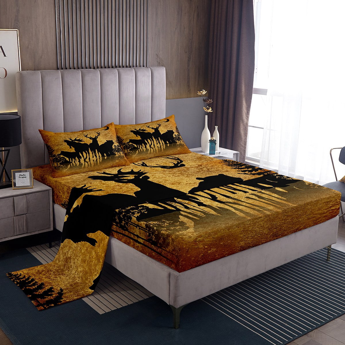 Woodland Animals Sheet Set Wildlife Bear Moose Elk Wolf Sheets,Grunge ...